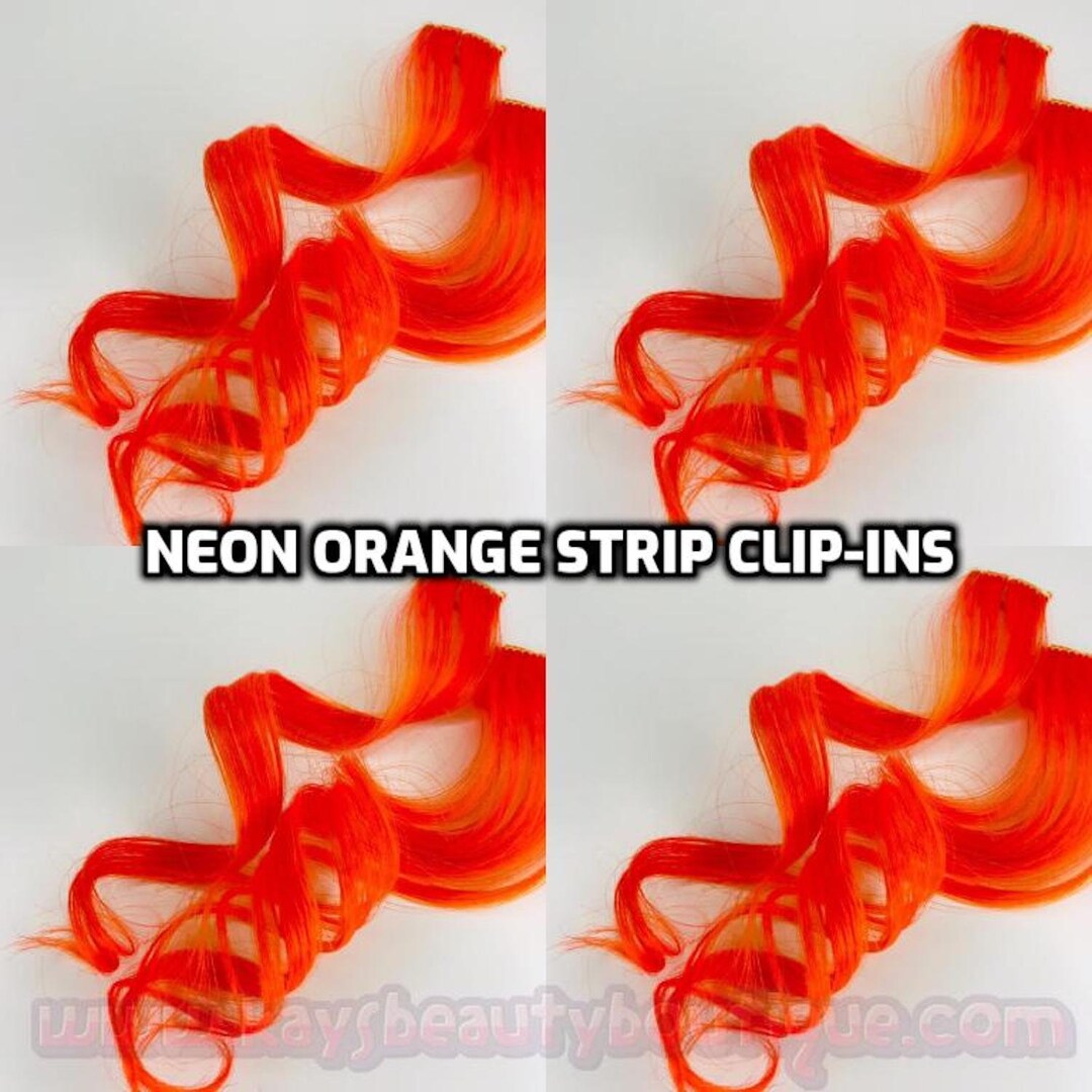 100% Human Hair Neon Orange Strip Clip-in Extensions Streaks 1pc - Etsy