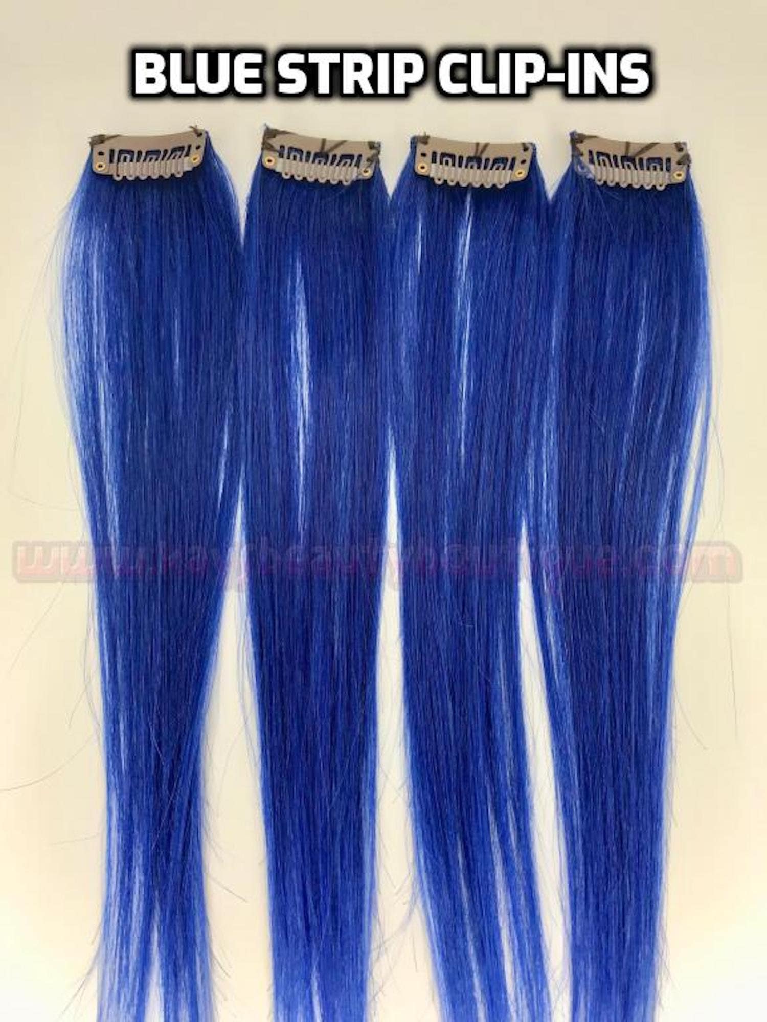 Bright Blue Strip Clip-ins 100% Human Hair Streaks 1pc - Etsy