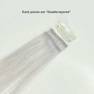 White Icy Silver Strip Clip-in Extension 100% Human Hair Streaks 1pc - Etsy