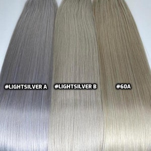 Clip-ins White Light Silver Gray Icy White 100% Human Hair Hand-made ...