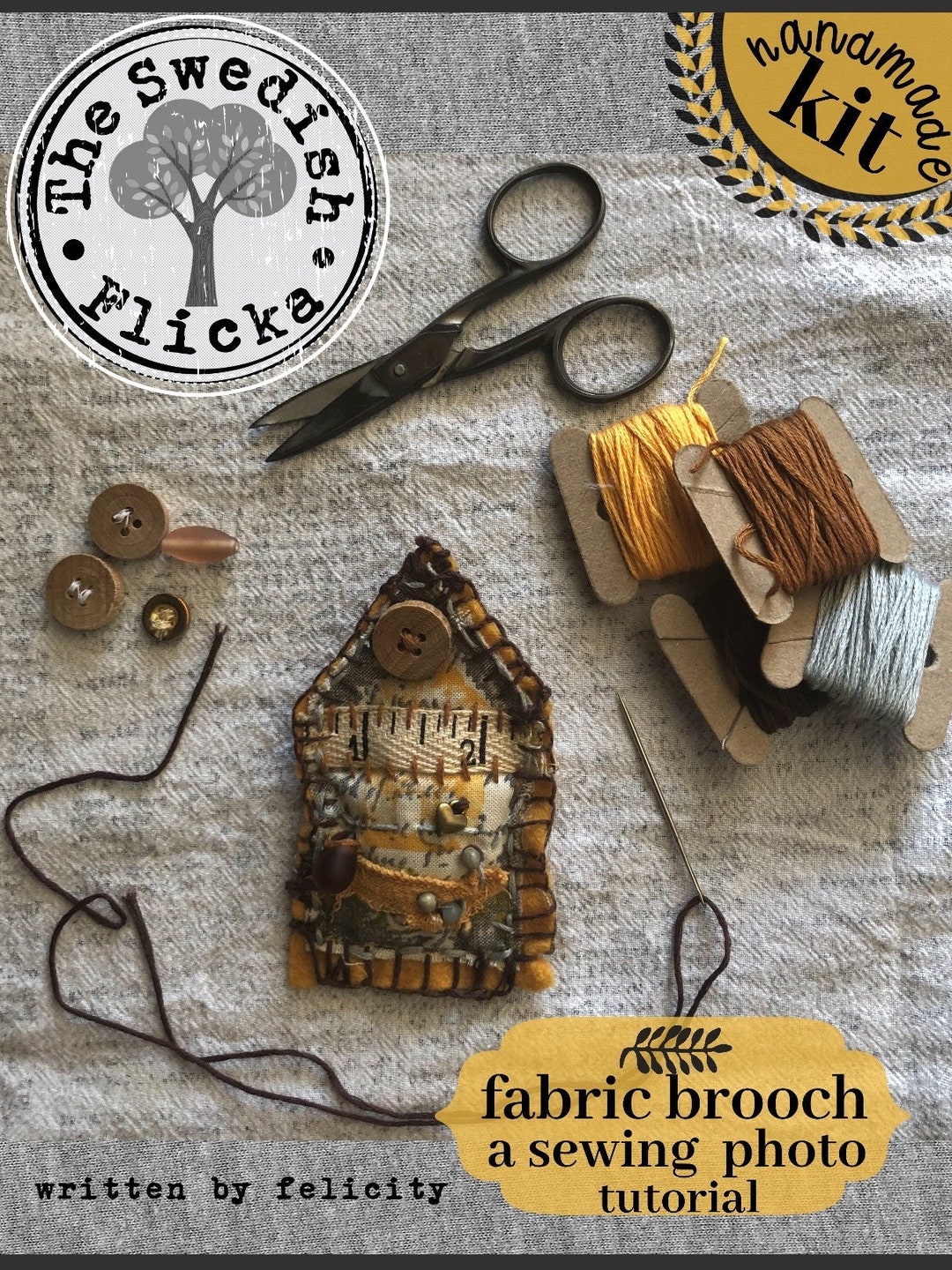 Kit~fabric House Brooch, Sewing Tutorial, PDF, Instructions , Brooch ...