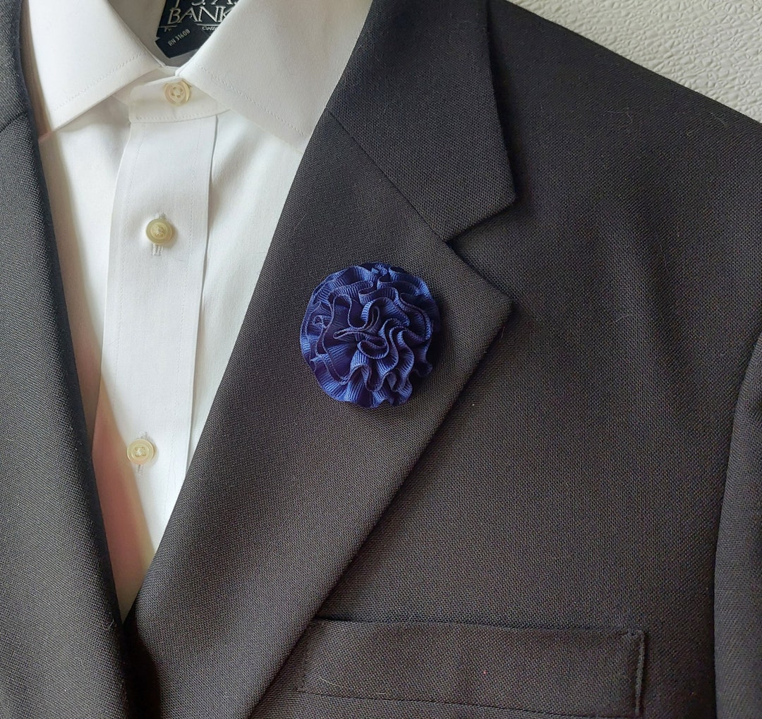 Navy Blue Carnation Lapel Pin Elegant Suit Flower - Etsy
