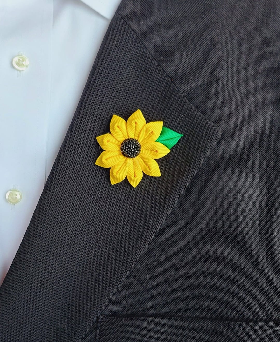 Sunflower Lapel Pin - Men's Yellow Brooch Boutonniere for Suit ...