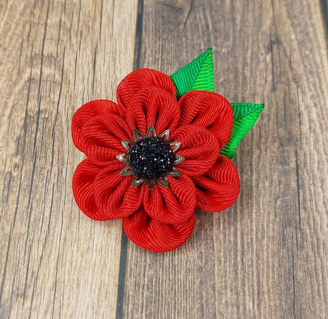 Red Poppy Flower Lapel Pin Brooch - Kanzashi Boutonniere for Men's Suit ...