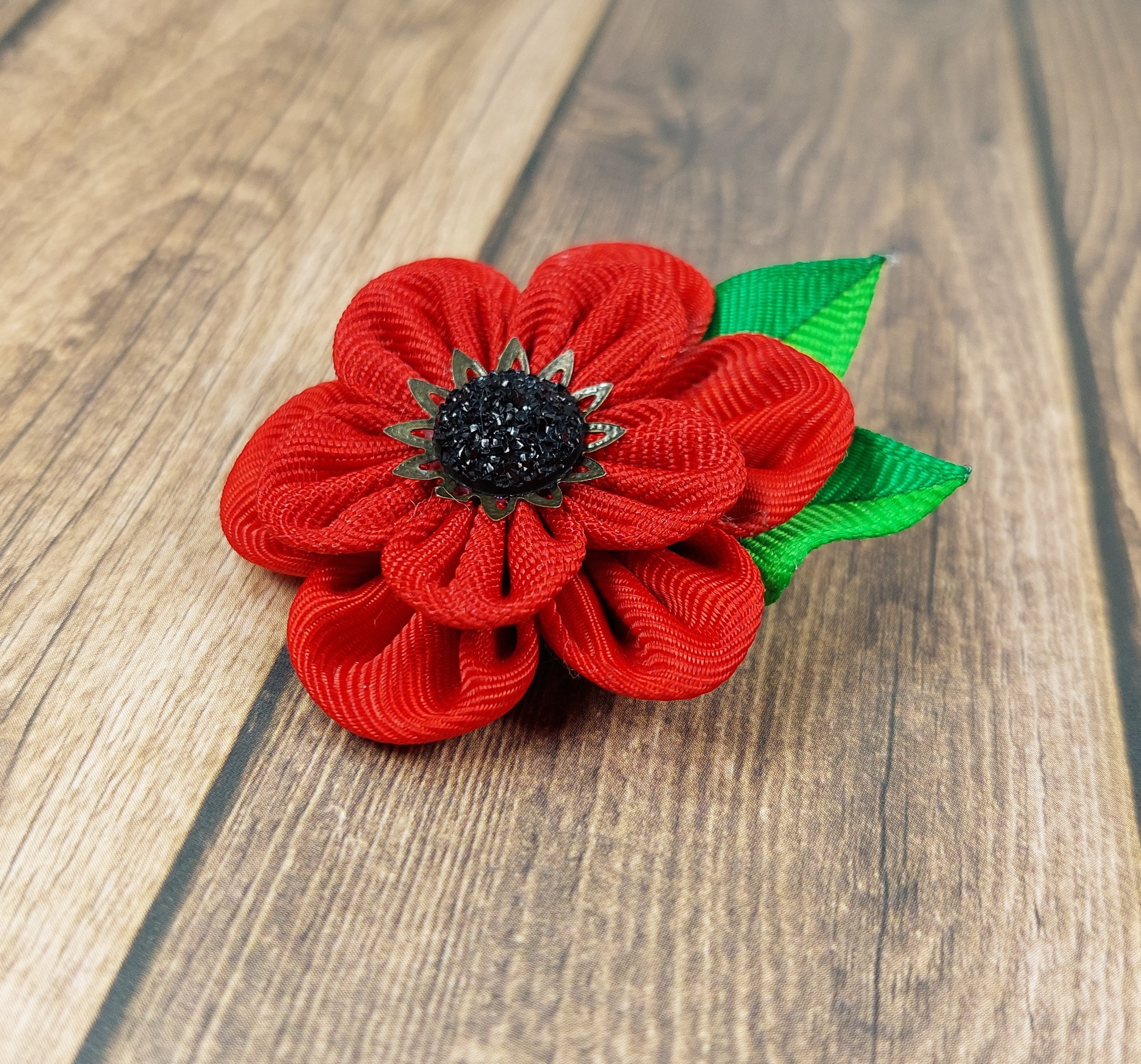 Red Poppy Flower Lapel Pin Brooch - Kanzashi Boutonniere for Men's Suit ...