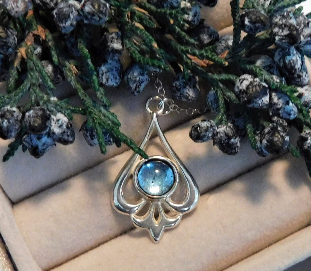 Topaz Pendant Art Nouveau Swiss Blue Topaz Necklace Swiss Blue Topaz ...