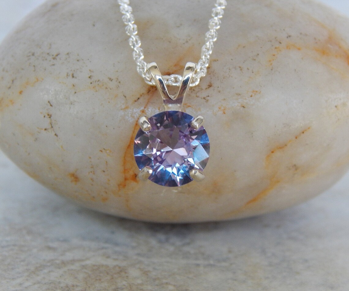 Alexandrite 8mm Necklace Alexandrite Pendant Necklace | Etsy
