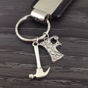 Initial Hammer Keychain, Initial Keychain, Hammer Key Ring, Father's ...