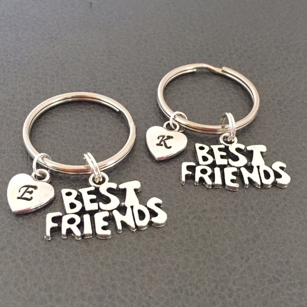 Custom Best Friends Keychain Set, Hand Stamped Initial Jewelry ...