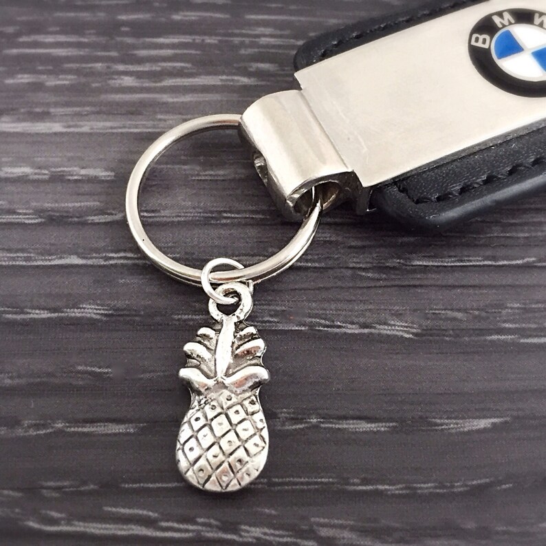 Pineapple Keychain, Silver Pineapple Keyring, Tropical Fruit Charm ...