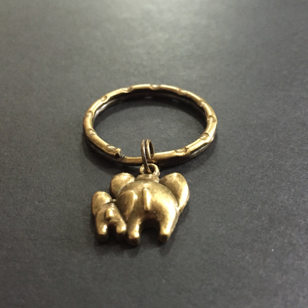 Elephant Keychain in Bronze, Mama and Baby Elephant Keyring, Mother's ...