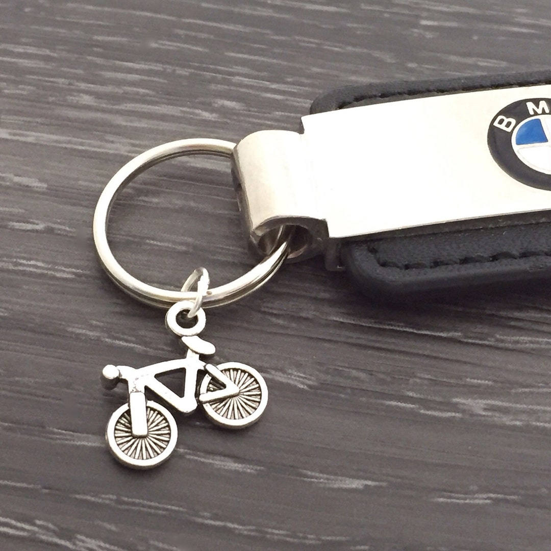 Tiny Bicycle Keychain, Silver Bicycle Key Ring, Bike Charm Keychain ...
