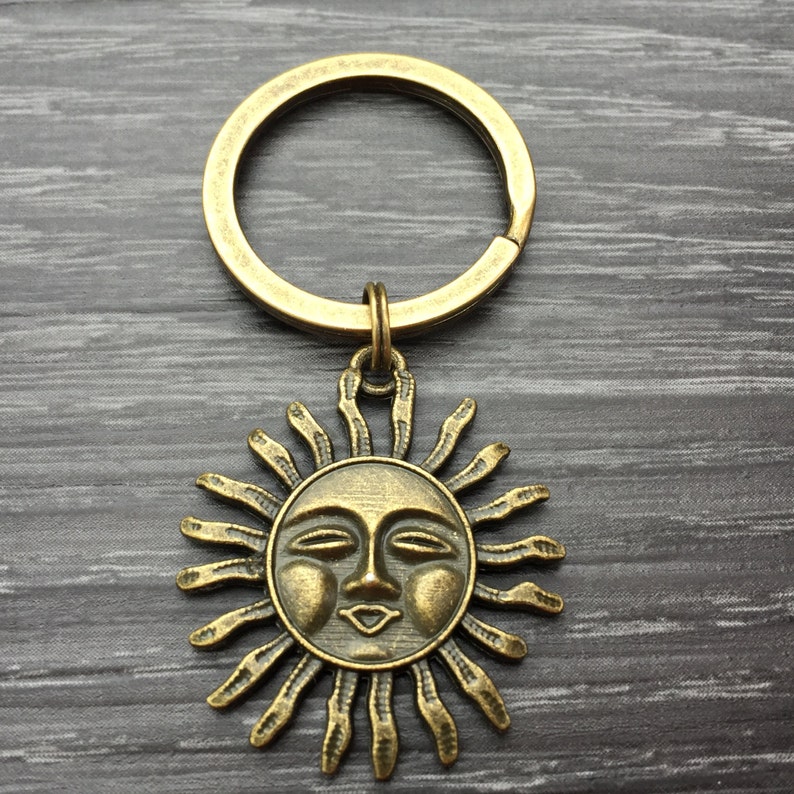 Sun Keychain Antique Bronze Sun Keyring Sun Jewelry Friend - Etsy India