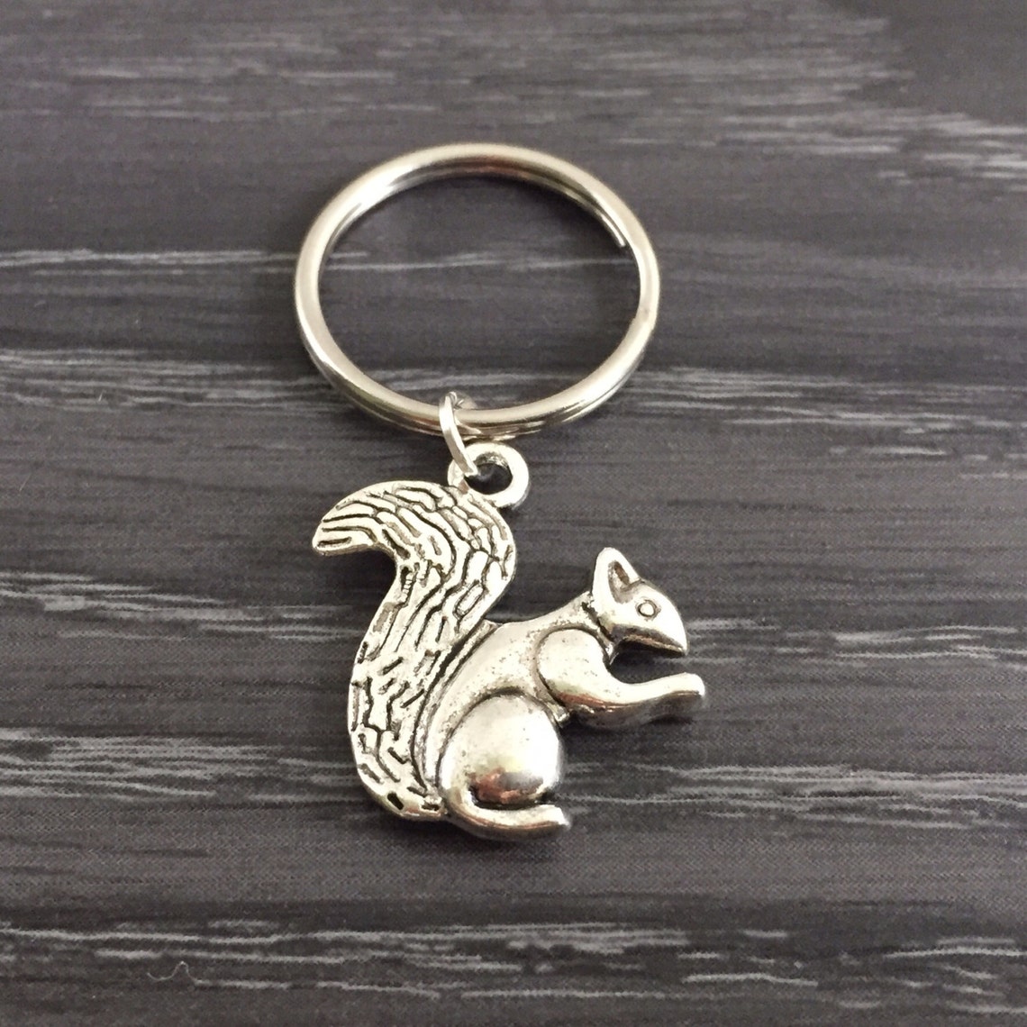 3D Squirrel Keychain Silver Squirrel Charm Keyring or Purse - Etsy