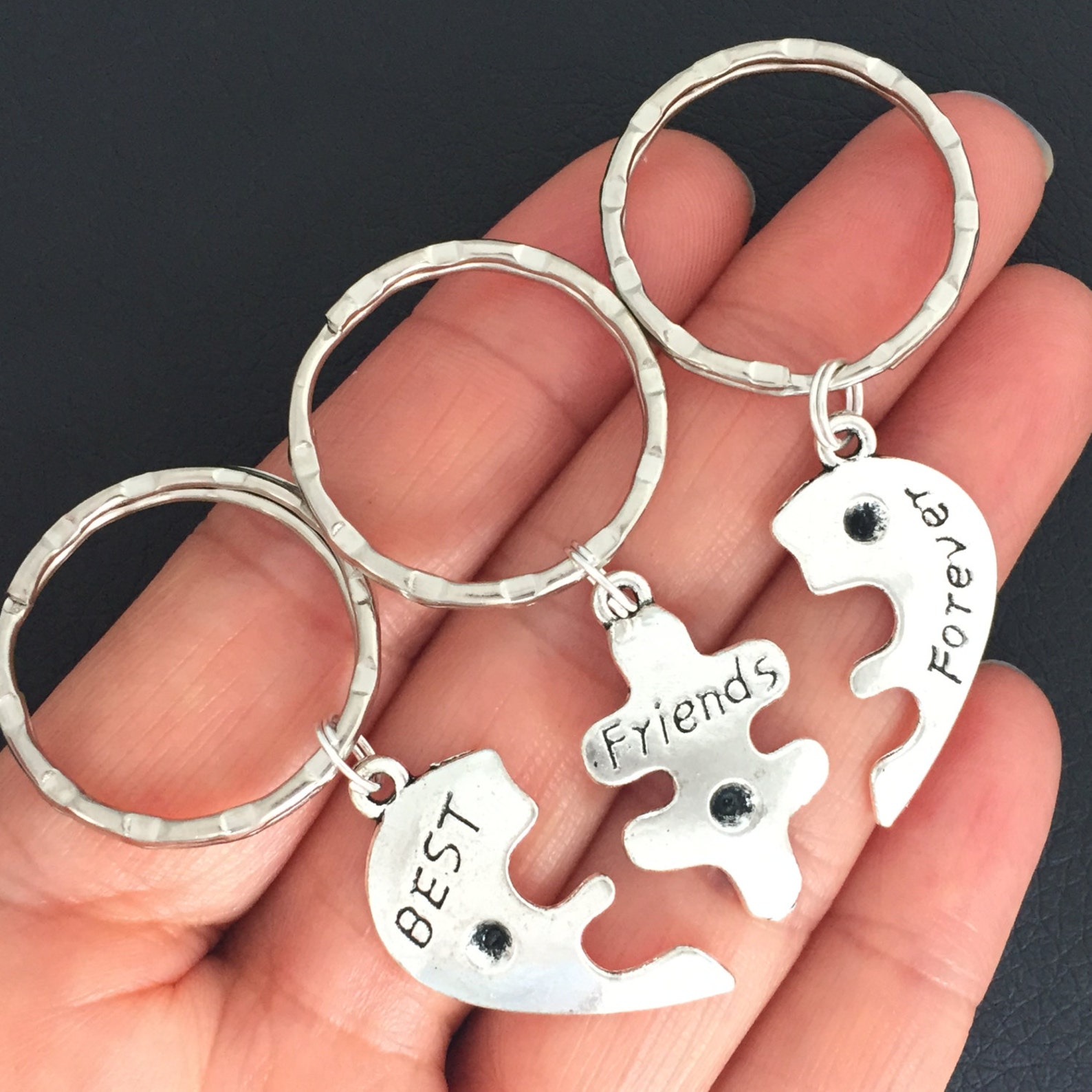 3 Best Friends Forever Keychains 3 BFF Key Rings Heart - Etsy