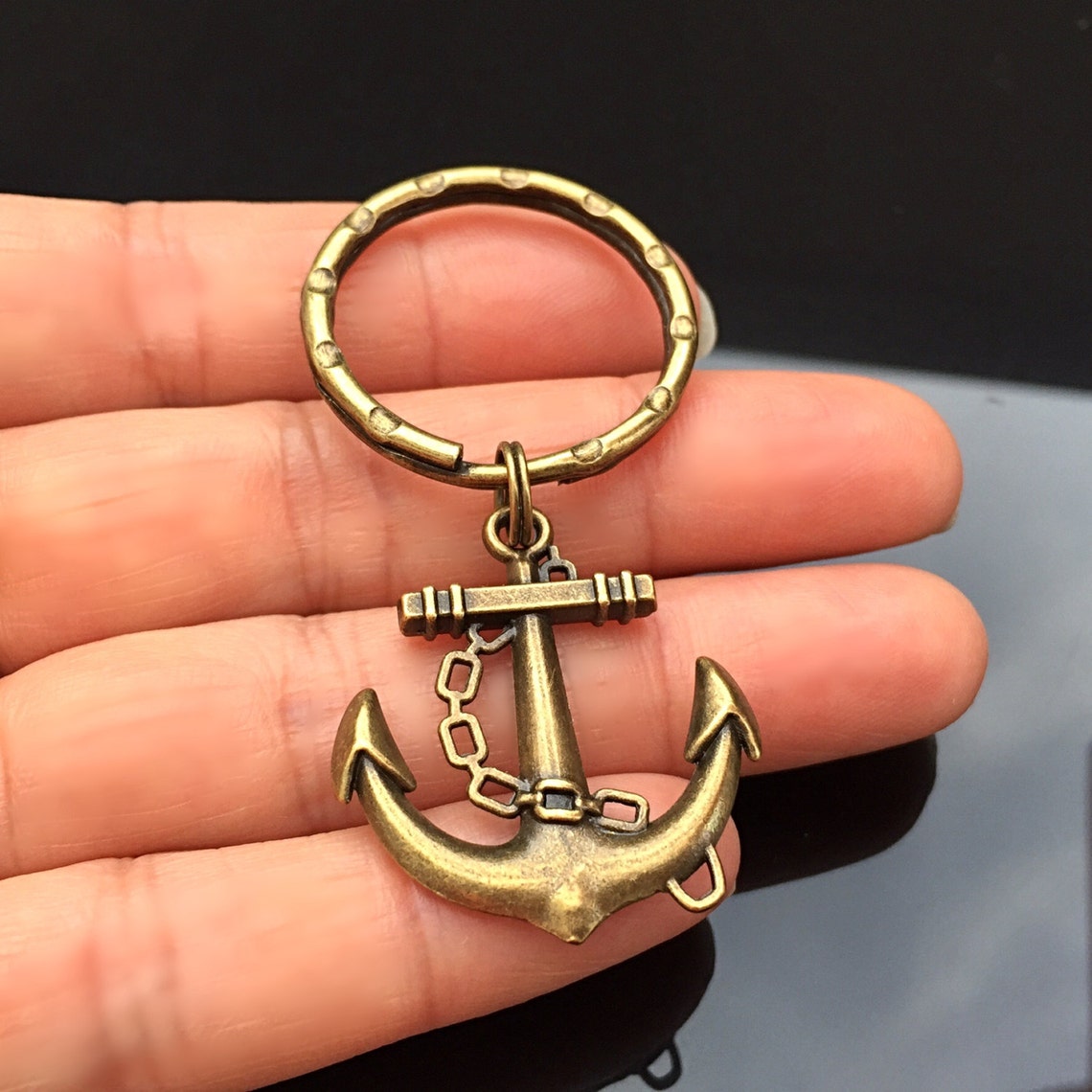 Llavero de anclaje llavero de ancla de bronce regalo de | Etsy
