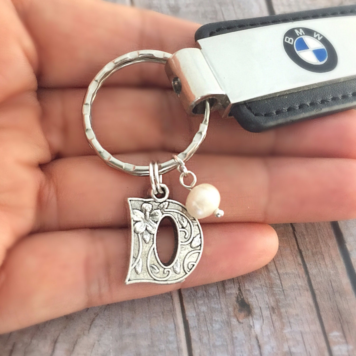 Initial D Keychain Personalized with a Freshwater Pearl June | Etsy