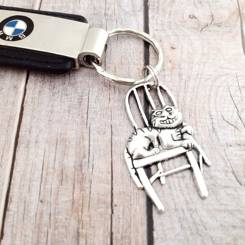 Cat Keychain Cat Key Ring Cat on a Chair Keychain | Etsy