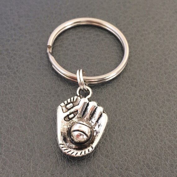 Baseball Mitt and Ball Keychain Softball Mitt Keyring Silver | Etsy