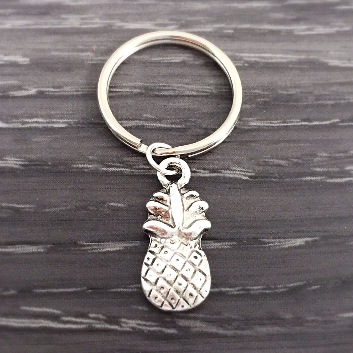 Pineapple Keychain Silver Pineapple Keyring Tropical Fruit | Etsy