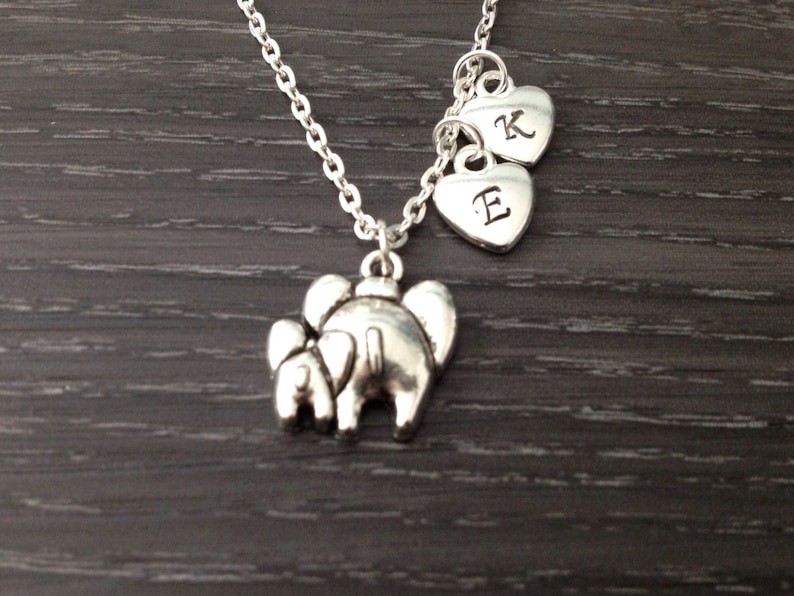 Elephant and Baby Necklace With Name Initials Big Sister - Etsy