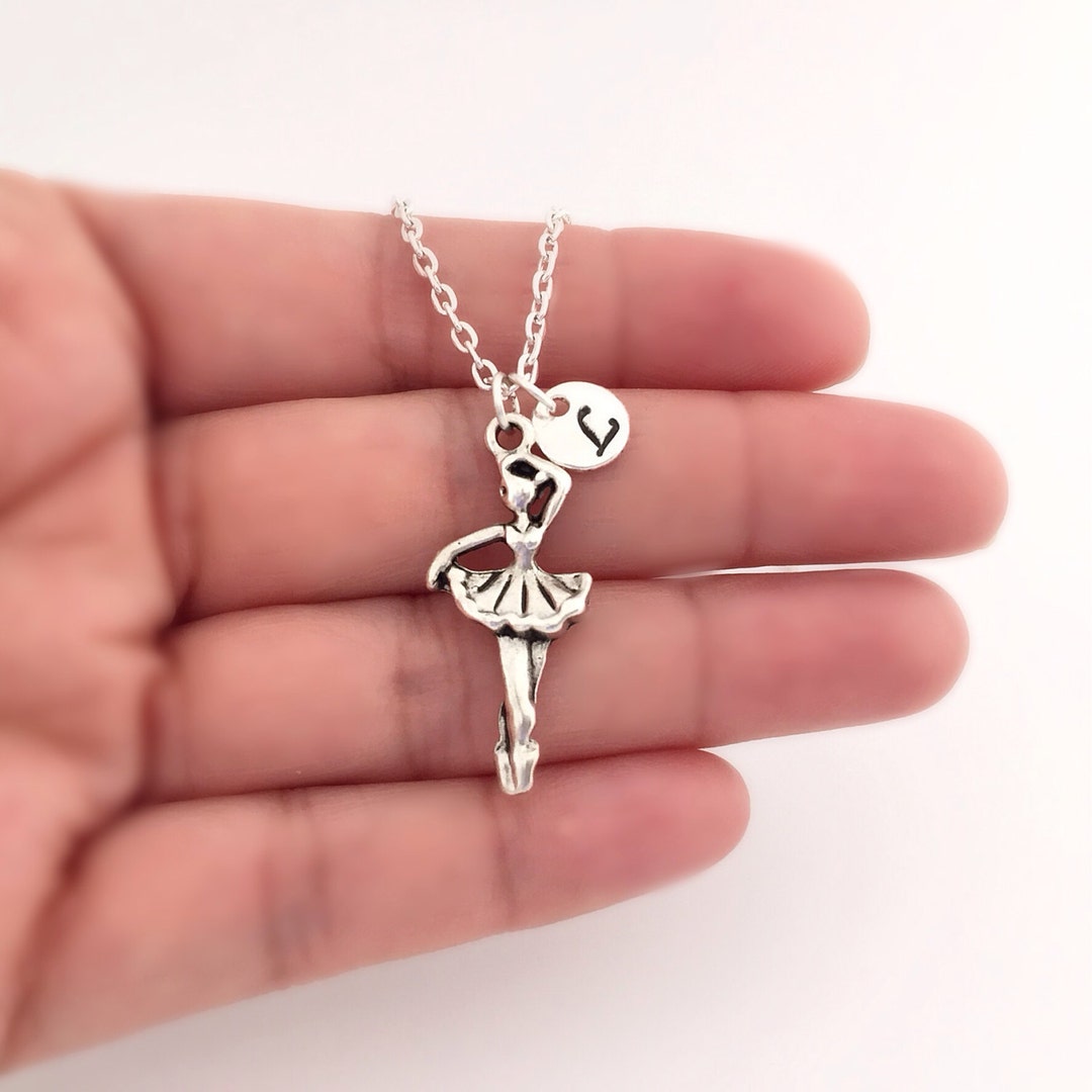 Ballerina Necklace, Sterling Silver Filled, Name Initial, Ballet ...