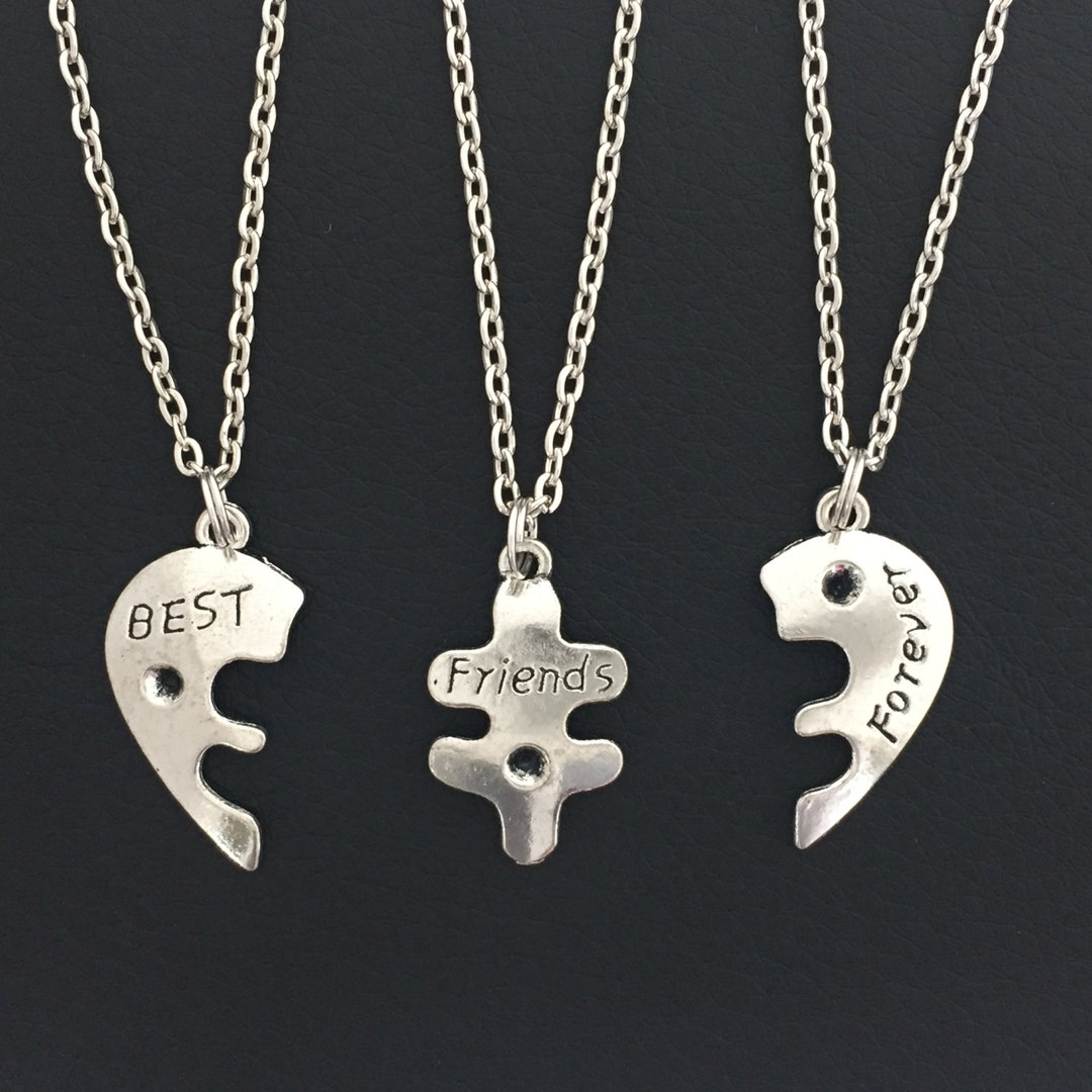 3 Bff Necklaces, Three Best Friends Forever Necklaces, Heart Puzzle ...