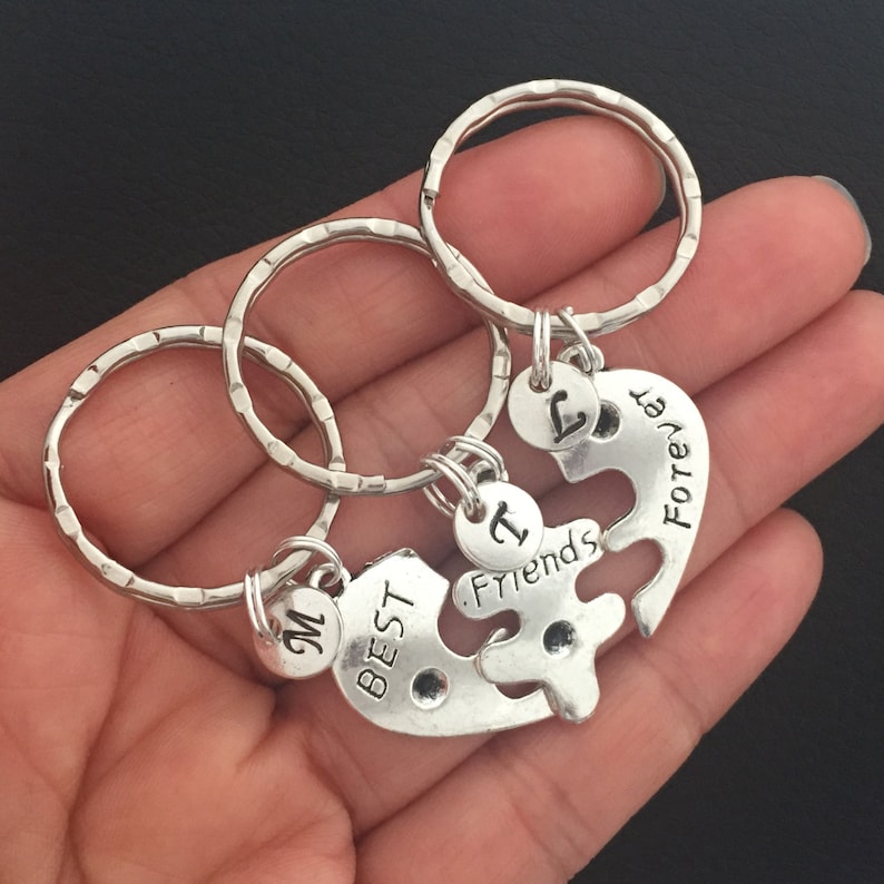 Personalized 3 BFF Keychains 3 Name Initials Best Friends - Etsy