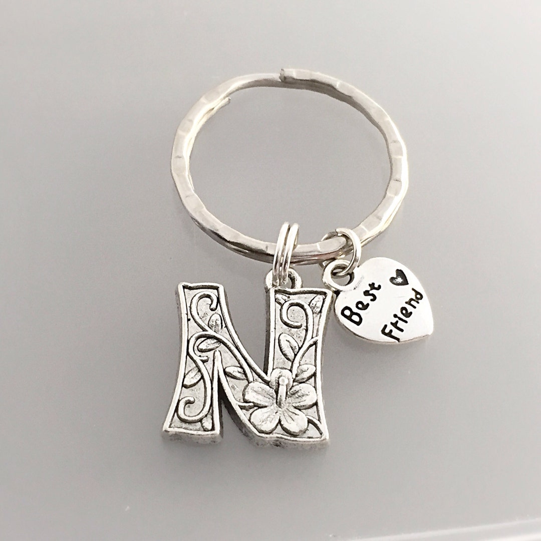 Best Friend Initial N Keychain, Personalized Keychain, Best Friend ...