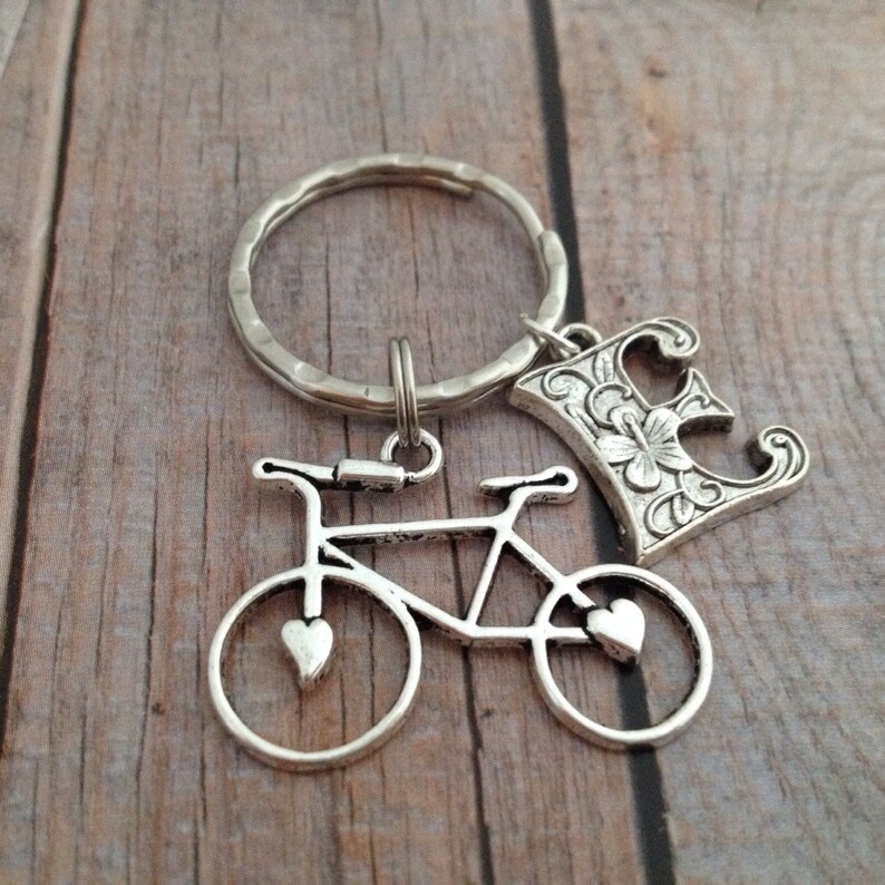 Bicycle Keychain, Initial Keychain, Bicycle Key Ring, Custom Keychain ...