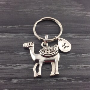 Camel Keychain With Initial, Silver Camel Keyring or Purse Charm ...