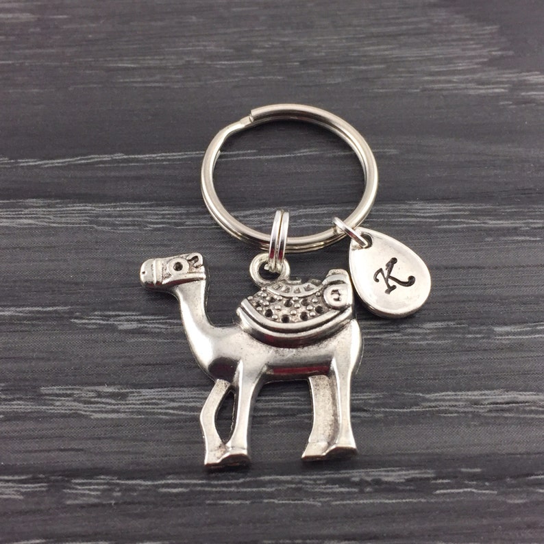 Camel Keychain with Initial Silver Camel Keyring or Purse | Etsy