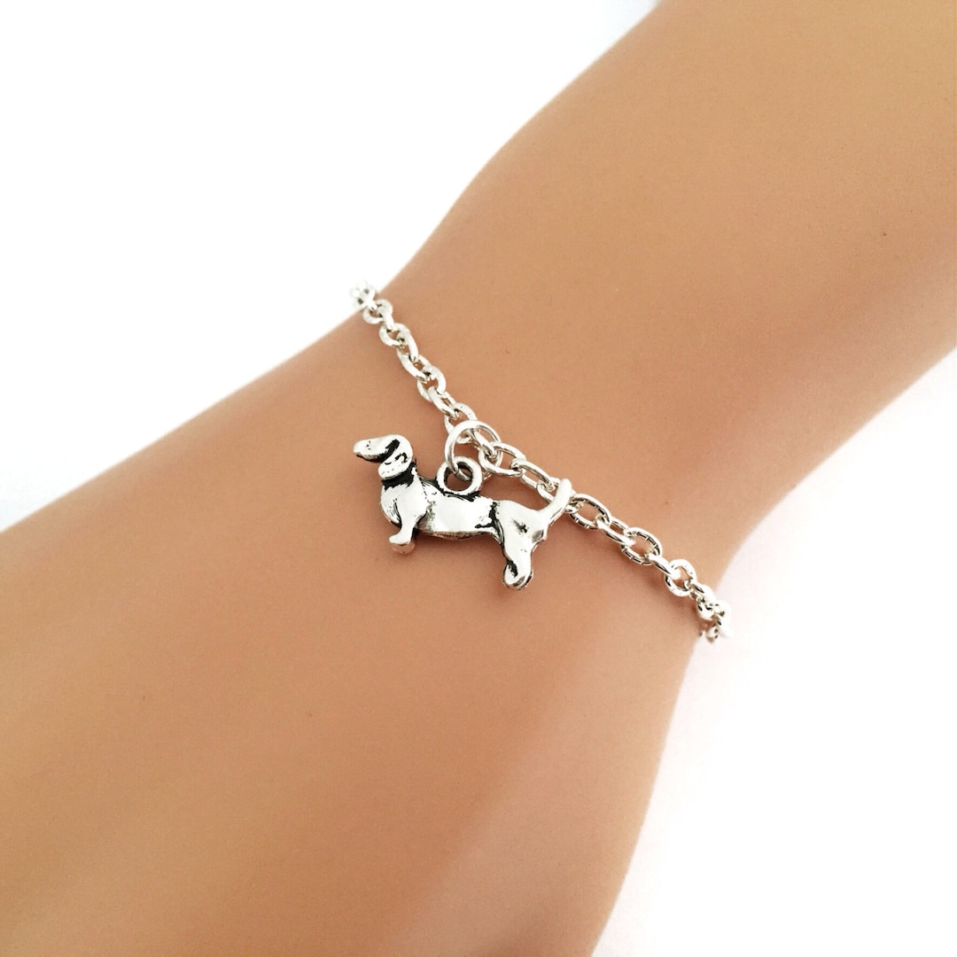 Silver 3D Dog Bracelet, Dachshund Dog/weiner Dog/hot Dog/ Customizable ...