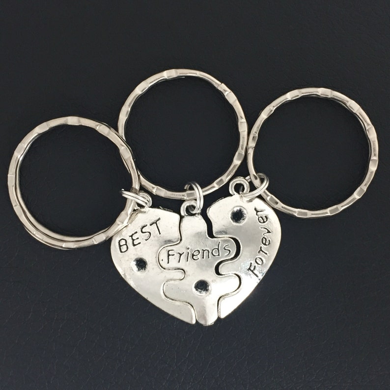 3 Best Friends Forever Keychains 3 BFF Key Rings Heart | Etsy