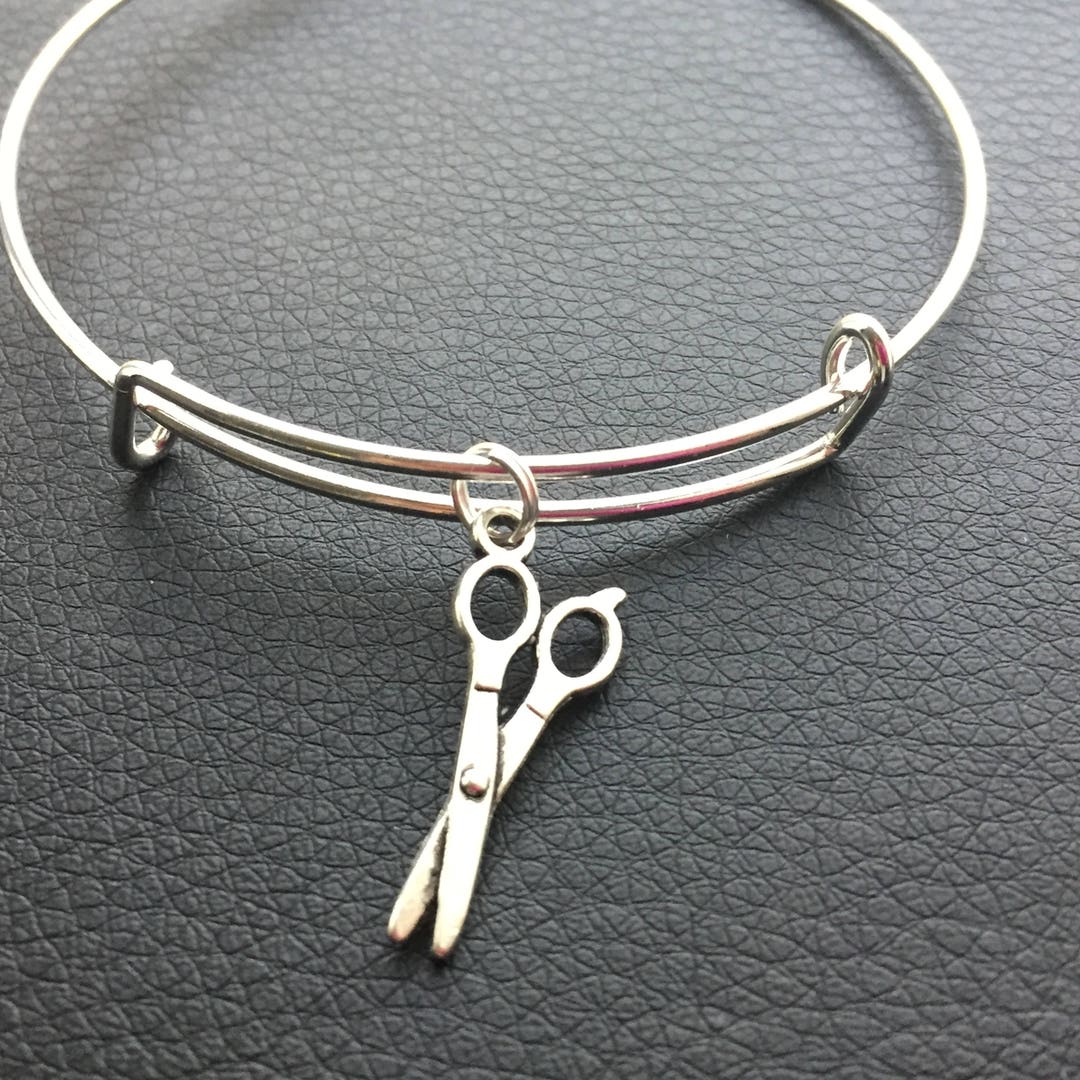 Scissors Expandable Bracelet, Hair Dresser Bangle, Hair Stylist Gift ...