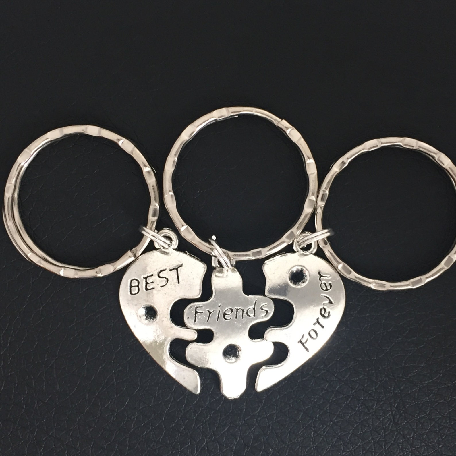 3 Best Friends Forever Keychains 3 BFF Key Rings Heart - Etsy