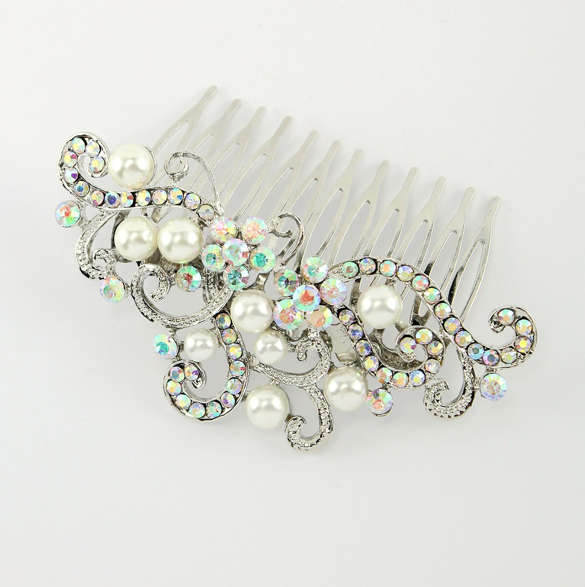 Aurora Borealis Hair Comb Mermaid Wedding Veil Comb AB | Etsy