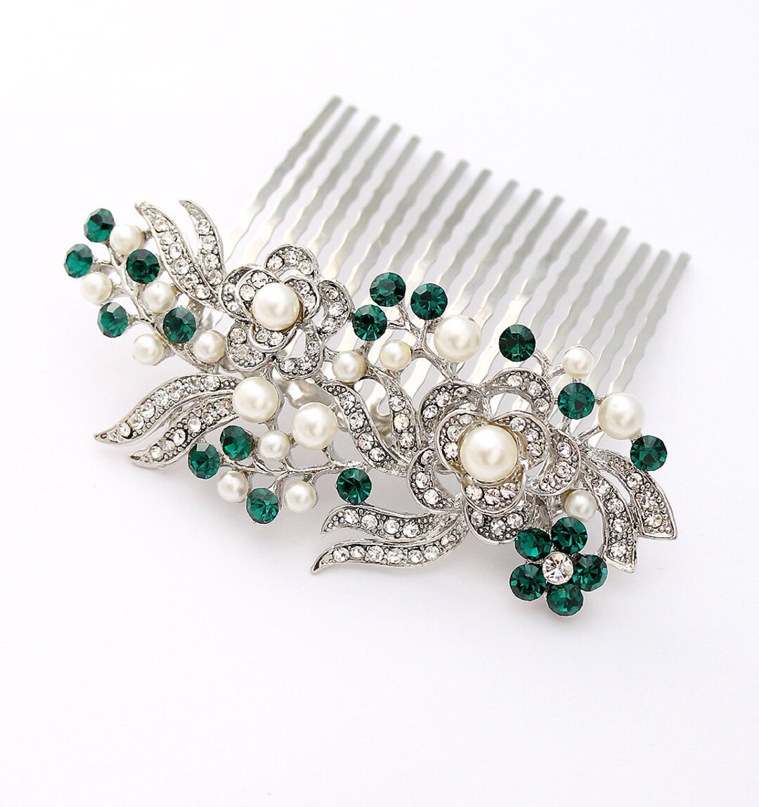 Emerald Green Crystal Hair Comb: Bridal Rhinestone Hair Accessory - Etsy