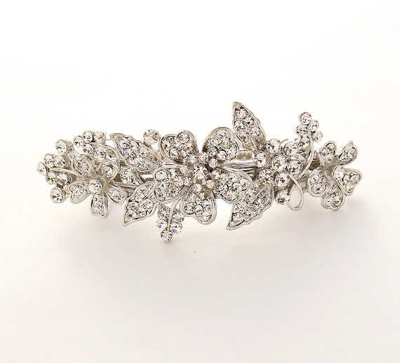 Bridal French Barrette Wedding Rhinestone Hair Clip Bride - Etsy
