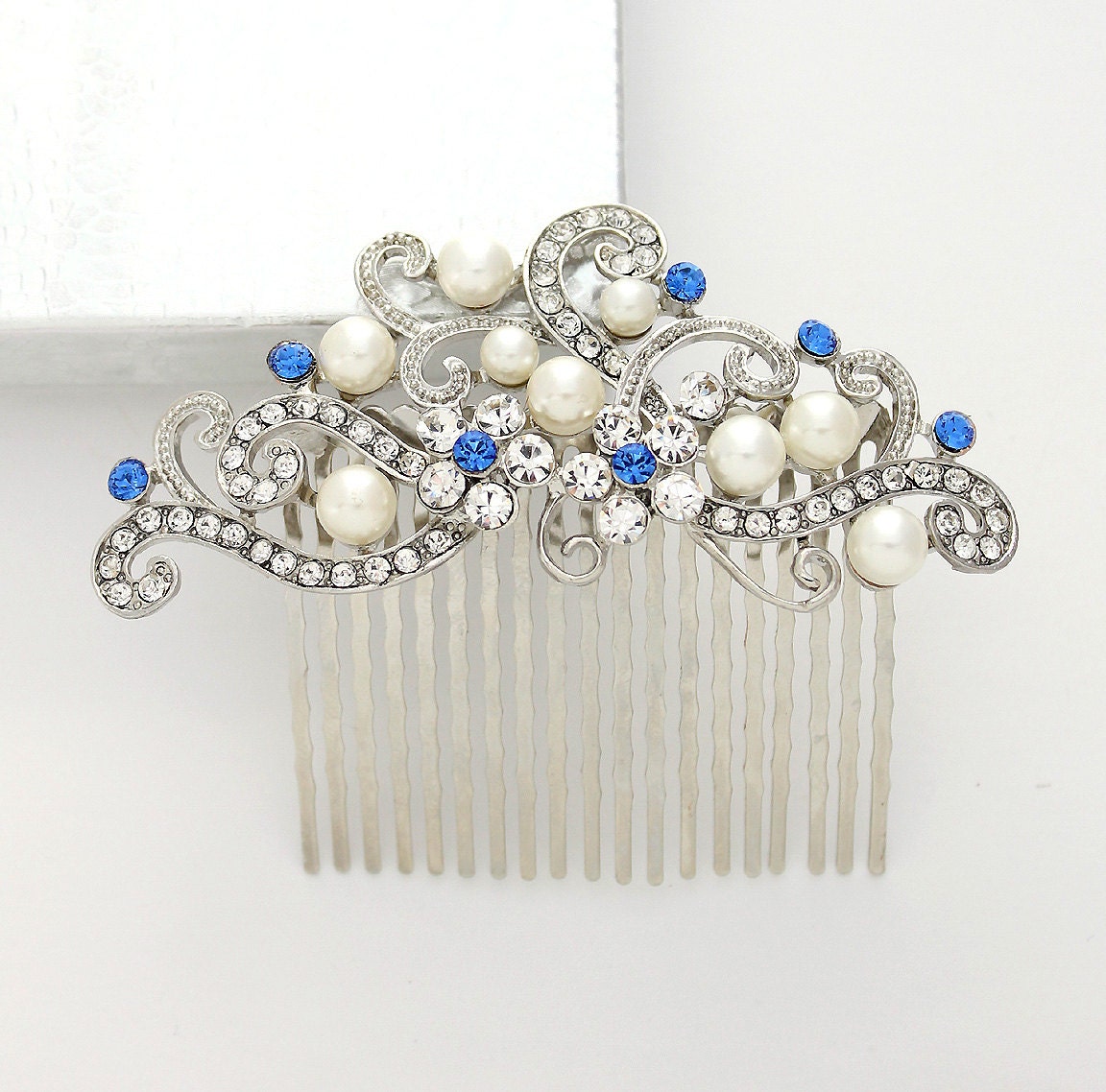 Royal Blue Bridal Comb Crystal Blue Hair Comb Sapphire - Etsy