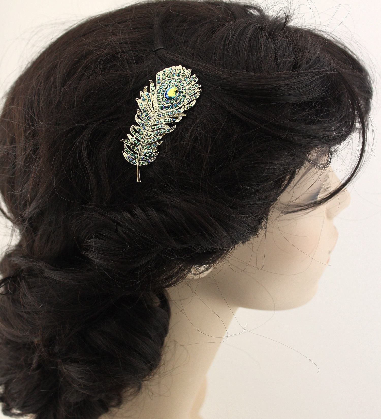 Teal Blue Peacock Feather Hair Comb Wedding Bridal Bridesmaid - Etsy