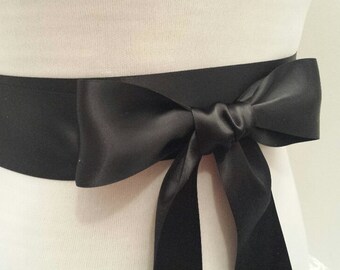 Black satin sash | Etsy
