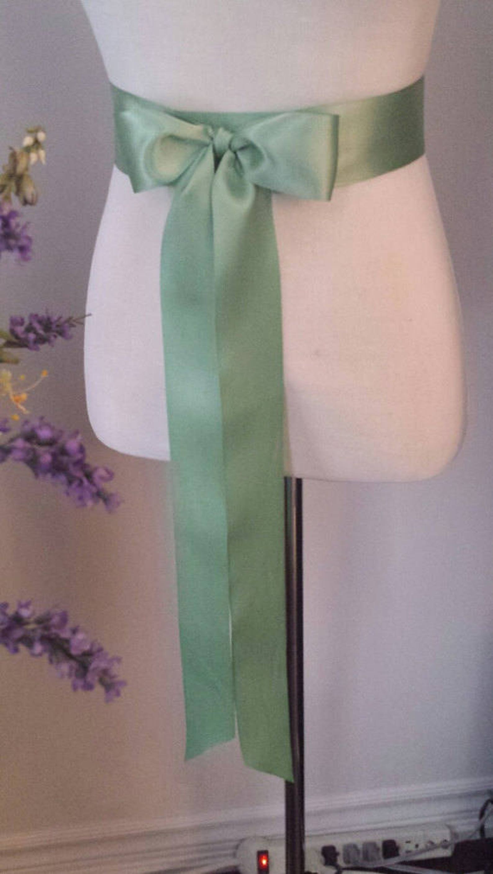 2.25"__ SAGE GREEN__ Satin Ribbon Sash, Double Faced - Etsy Canada