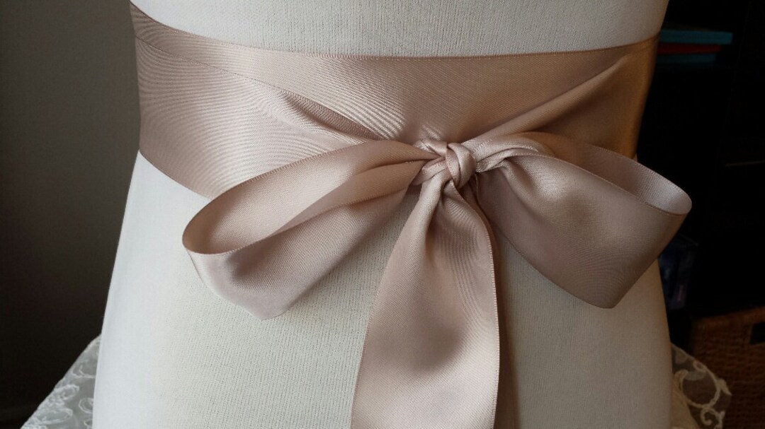 2.25 TAUPE Satin Ribbon Sash Double Faced - Etsy Canada