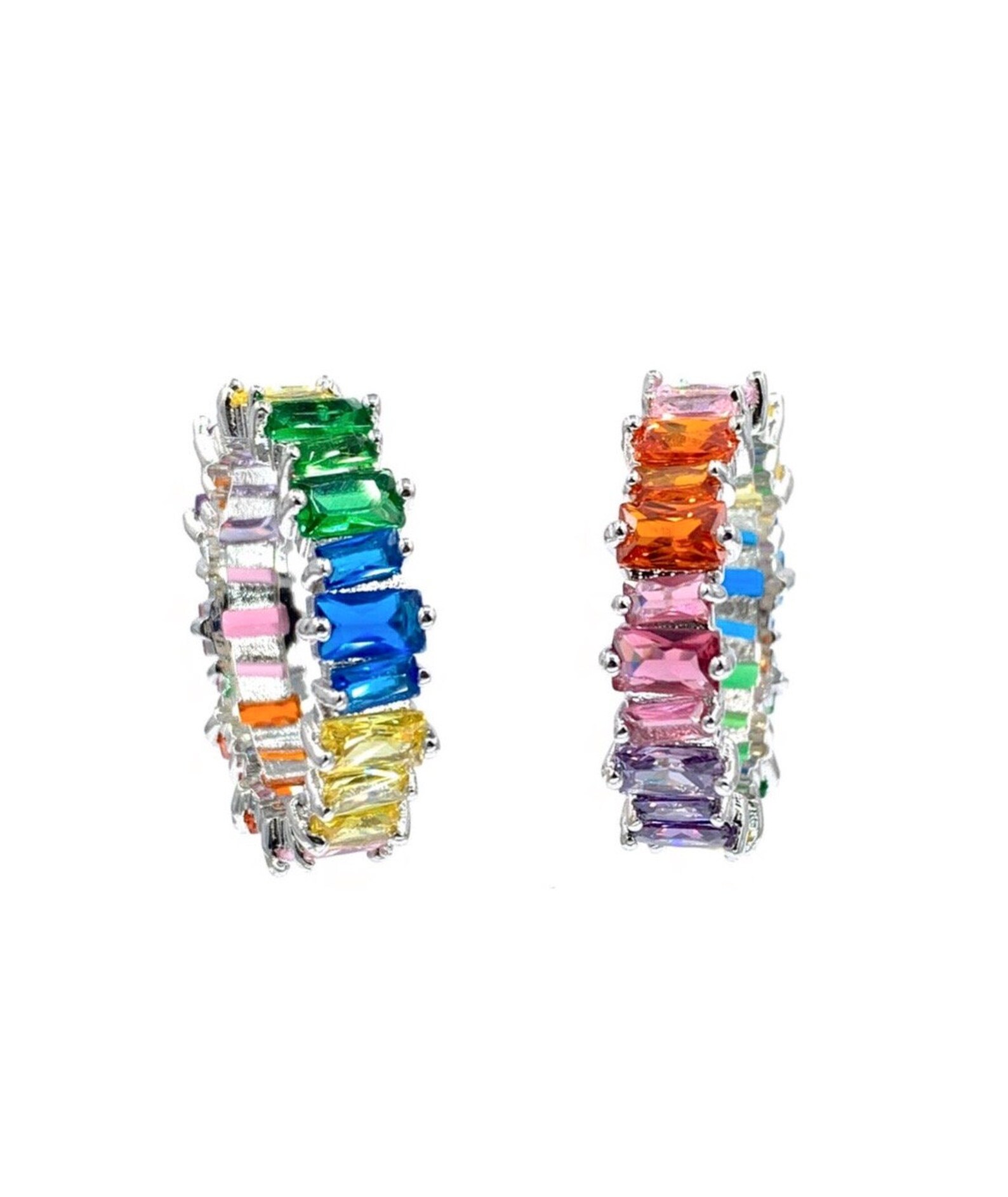 18k Multicolor Rainbow Eternity Ring Rainbow Eternity Band Etsy