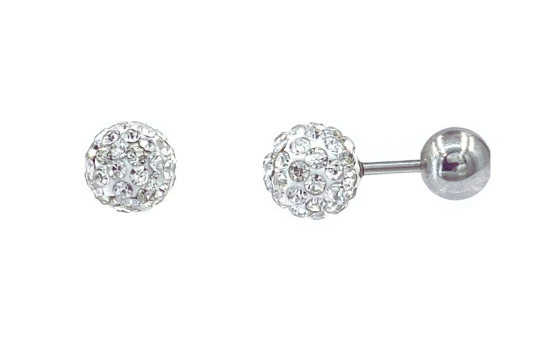 Front Back Ball Earrings, Crystal Ball Earrings, Fire Ball Studs ...