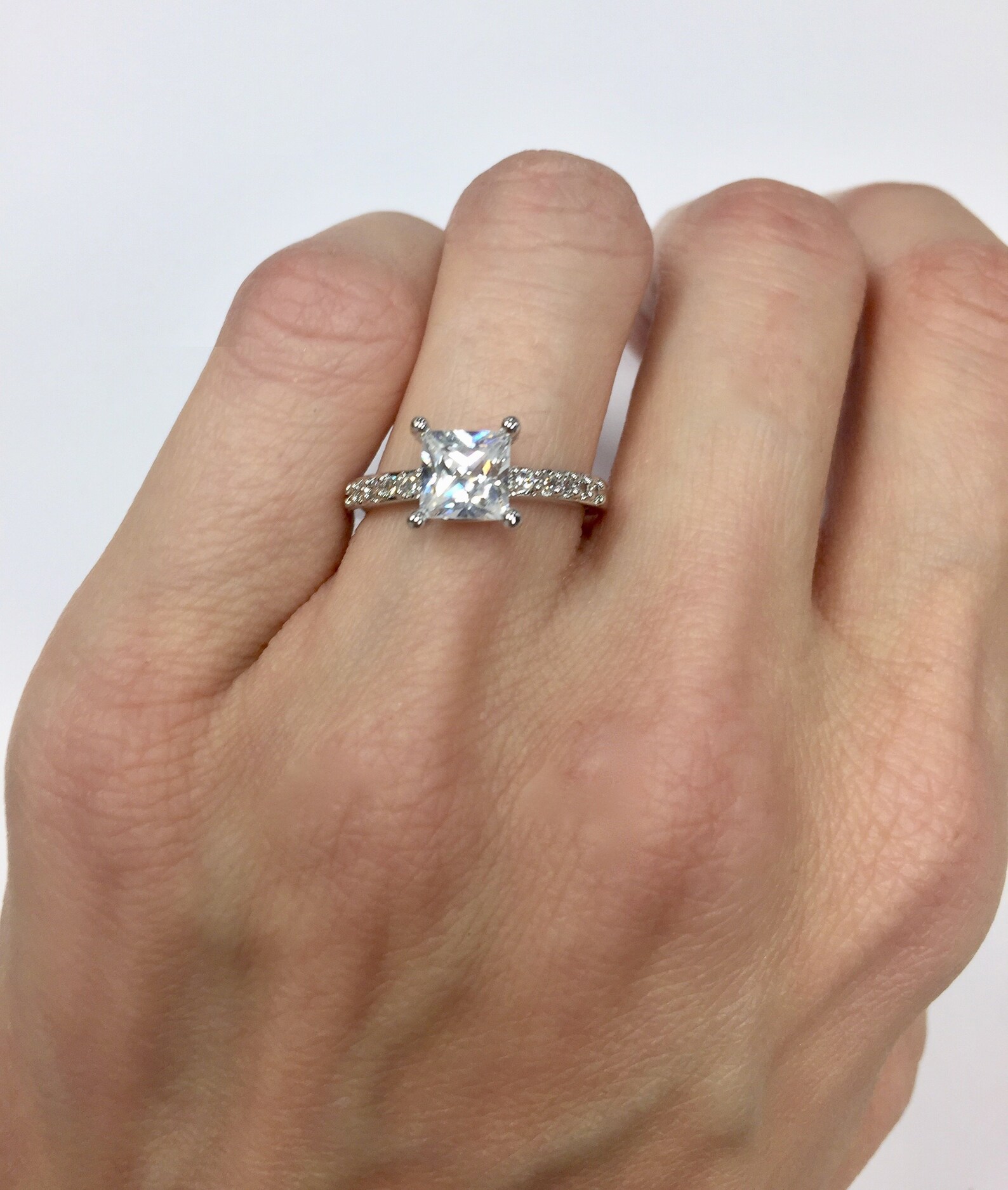 Princess Cut CZ Sterling Silver Engagement Ring Small Stone - Etsy