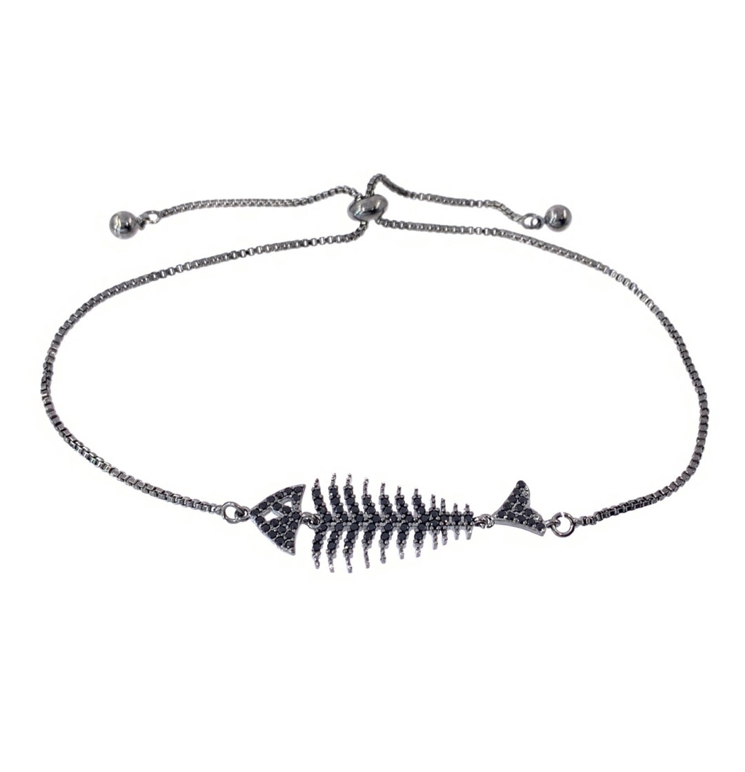Dainty Gold Plated Fishbone Bracelet, Fish Bone Gold Bracelet ...