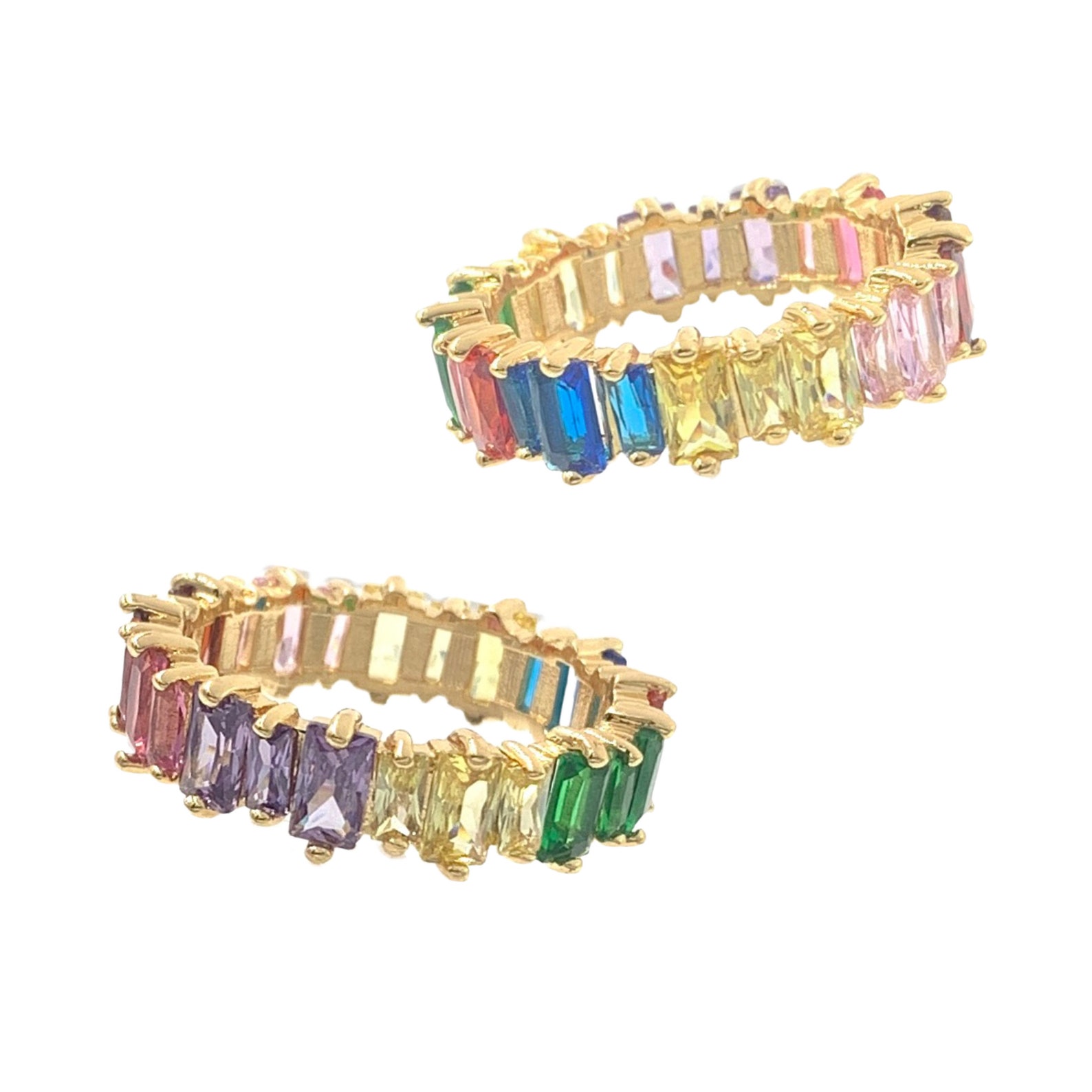 18K Multicolor Rainbow Eternity Ring Rainbow Eternity Band - Etsy