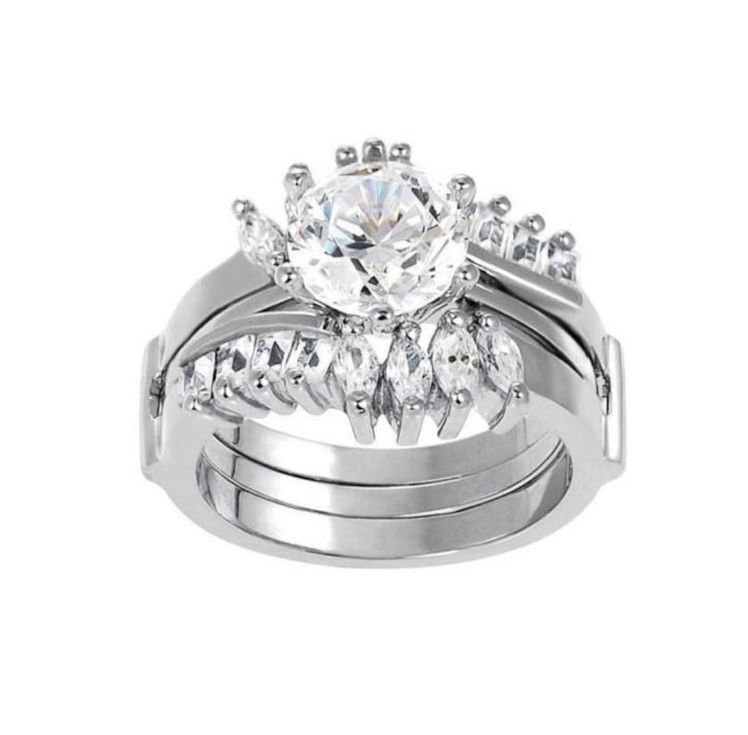 Wedding Ring Set 2 Piece Engagement Ring Wedding Band Diamond - Etsy